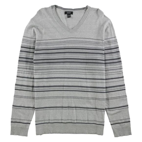 Alfani | Sweaters | Alfani Mens Striped Knit Sweater Grey Nwt | Poshmark